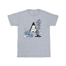 Disney - "Alice In Wonderland Letter A" T-Shirt f&uuml;r M&auml;dchen (Grau)