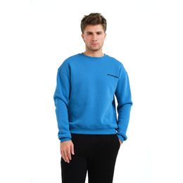 JUSTEVER Herren-Sweatshirt mit Rundhalsausschnitt, Stickerei, gef&uuml;ttert mit Polarfleece, blau - Volar