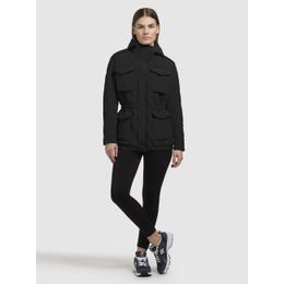 Steppjacke Khujo "ALIMINA", Damen, Gr. L, schwarz, 84% Nylon, 16% Polyurethan, unifarben, regular fit Po-bedeckend, eingesetzt mit Druckkn&ouml;pfen, Jacken Steppjacke
