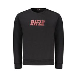 Rifle Schwarzer Baumwoll-Herren Rundhals-Pullover