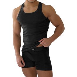 Normani 4 St&uuml;ck Herren-Unterhemd Feinripp Schwarz