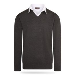 Cappuccino Italia Mock Pullover f&uuml;r Herren. Der Mock Pullover besteht aus 50% Baumwolle und 50% Acryl und hat eine normale Passform. Der Pullover hat einen Hemdkragen, der an den Pullover angen&auml;ht ist. Marke: Cappuccino ItaliaModellname: Mock Pullover (mit Hemdkragen)Kategorie: Pullover f&uuml;r HerrenMaterialien: Baumwolle, AcrylFarbe: anthrazitgrau, wei&szlig;