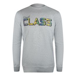 Cavalli Class - Graues Sweatshirt Mit Leuchtendem Blumenlogo