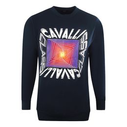 Cavalli Class Asymmetric Box Design Marineblaues Sweatshirt