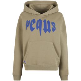 Kapuzenpullover PEQUS "PEQUS PEQUS Cropped Mythic Logo Hoodie", Damen, Gr. S, beige (dust grau), 100% Baumwolle, mehrfarbig, normal, ohne Ausschnitt, Pullover Kapuzenpullover