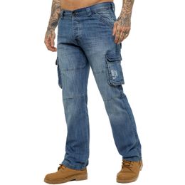 Enzo | Herren Cargo Combat Jeans - Blau