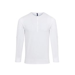 Premier Mens Long John Roll Sleeve T-Shirt (Wei&szlig;)