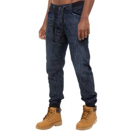 Enzo| Herren-Jogger-Jeans aus Denim mit B&uuml;ndchen - Dunkelblau