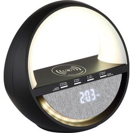 Globo LIGHTING Tischleuchte "SOUNDRA", schwarz matt, 1, H: 18,3cm, 1 Stk., Leuchten, RGB Tischleuchte mit Touchdimmer, Bluetooth & Akku, USB-C, Tischleuchte