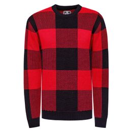 Rusty Neal Schwerer Karo Kontrast Grobstrick Pullover