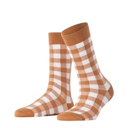 Socken Burlington "Vichy", Damen, Gr. 36-41, braun (braun sugar), Baumwollmischung, mehrfarbig, Socken Socken, Einheitsgr&ouml;&szlig;e 36-41, Karomuster, gek&auml;mmte Baumwolle