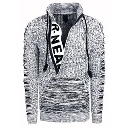 Rusty Neal 1/2 Zip Grobstrick Stehkragen-Pullover