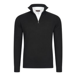 Cappuccino Italia Mock Zip Pullover f&uuml;r Herren. Der Pullover besteht aus 50% Baumwolle und 50% Polyester und hat eine normale Passform. Der Pullover hat einen Hemdkragen, der an den Pullover angen&auml;ht ist. Marke: Cappuccino ItaliaModellname: Mock Pullover (mit Hemdkragen)Kategorie: Pullover f&uuml;r HerrenMaterialien: Baumwolle, AcrylFarbe: schwarz, wei&szlig;