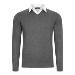 Cappuccino Italia Mock-Pullover f&uuml;r Herren. Der Pullover besteht aus 50% Baumwolle und 50% Polyester und hat eine normale Passform. Der Pullover hat einen Hemdkragen, der an den Pullover angen&auml;ht ist. Marke: Cappuccino ItaliaModellname: Mock Pullover (mit Hemdkragen)Kategorie: Pullover f&uuml;r HerrenMaterialien: Baumwolle, AcrylFarbe: anthrazitgrau, wei&szlig;