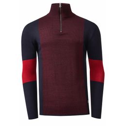 Rusty Neal Feinstrick-Pullover im Colorblock-Stil mit Stehkragen