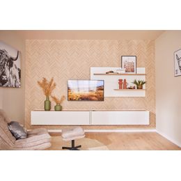 Wohnwand Home Affaire "City/Giron, moderne Anbauwand, Komplettset in vielen Farben verf&uuml;gbar", wei&szlig;, B:300cm H:180cm T:30cm, Holzwerkstoff, Kastenm&ouml;bel-Sets, Wohnwand, enth&auml;lt zwei H&auml;ngeschr&auml;nke & ein Wandpaneel