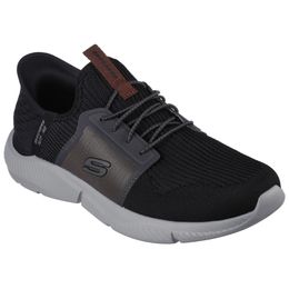Slip-On Sneaker Skechers "INGRAM-BRACKETT", Herren, Gr. 44, schwarz (schwarz, grau), Textil, Schuhe, Slipper, Trainingsschuh, Freizeitschuh in veganer Verarbeitung