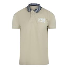 Cavalli Class - Beiges Poloshirt Mit Gestreiftem Kragen