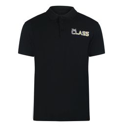 Cavalli Class - Schwarzes Poloshirt Mit Leuchtendem Blumenlogo