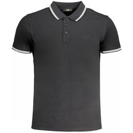 Cavalli Class Polo-Shirt in Schwarz mit wei&szlig;em Kragen und toned Logo