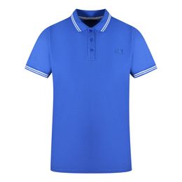 Cavalli Class Polohemd mit Zwillings-Paspelkragen in Blau