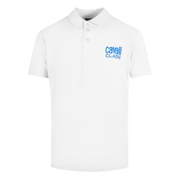 Cavalli Class &ndash; Wei&szlig;es Poloshirt mit auff&auml;lligem Logo