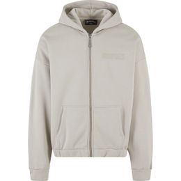 Sweatjacke DROPSIZE "Dropsize Herren Heavy Oversize HD Print Zip Hoodie", Herren, Gr. M, beige (stone), 70% Baumwolle, 30% Polyester, Sweatjacken Sweatjacke