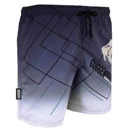 GUGGEN Mountain Herren Badehose Kariert Wei&szlig; Schwarz