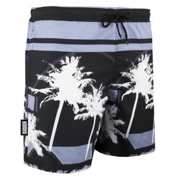 GUGGEN Mountain Herren Badehose mit Palmen Muster Wei&szlig; Schwarz