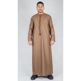Braune Thobe Emirati islamische Jubba-Robe f&uuml;r Eid-Quasten, regul&auml;re Passform