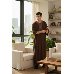 Braune Ramadan-Marokkanische Thobe-Robe f&uuml;r Herren Djellaba Gandoura Eid Jubba LFS-HM67