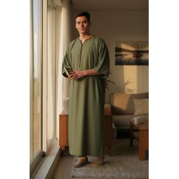 Gr&uuml;ne Ramadan-Marokkanische Gandoura-Thobe-Robe f&uuml;r Herren Djellaba Eid Jubba LFS-TT-006