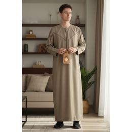 Herren Beige Eid Marokkanische Thobe Robe Djellaba Ramadan Eid Jubba LFS- HM10