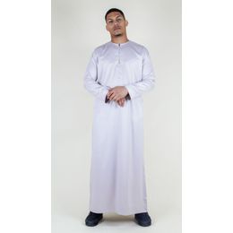 Herren Beige Thobe Robe Satin Emirati Islamic Jubba Eid Slim Fit