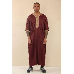 Herren Burgunderrote marokkanische Thobe Jubba Robe Eid Djellaba Gandoura