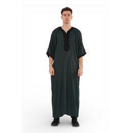 Herren Gr&uuml;n Schwarz Marokkanischer Thobe Jubba Robe Eid Djellaba Gandoura