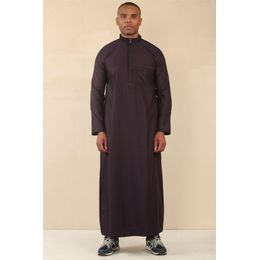 Herren Lila Thobe Jubba Emirati Islamische Arabische Eid Stickerei Kaftan Jubbah Robe