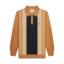 Lambretta - "AW25" Poloshirt f&uuml;r Herren, Verkleidet, Lang&auml;rmlig (Schwarz/Steinfarben)