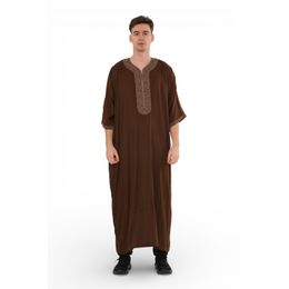 Herren Ramadan Dunkelbraun Marokkanischer Thobe Robe Djellaba Gandoura Eid Jubba- HM67