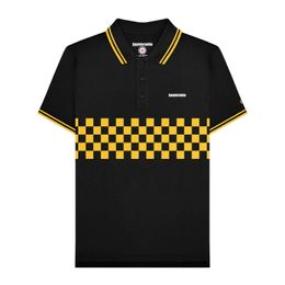 Lambretta - "SS25" Poloshirt Mit kontrastfarbenen Streifen f&uuml;r Herren (Schwarz/Gold)