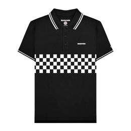 Lambretta - "SS25" Poloshirt Mit kontrastfarbenen Streifen f&uuml;r Herren (Schwarz/Wei&szlig;)