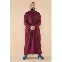 Herren Wein Thobe Jubba Emirati islamische arabische Eid Stickerei Kaftan Jubbah Robe
