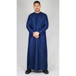 Marineblaue Thobe Emirati islamische Jubba-Robe f&uuml;r Herren, Eid-Quaste, normale Passform