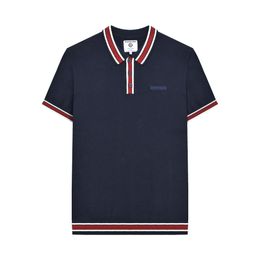 Lambretta - "Valero" Poloshirt Mit kontrastfarbenen Streifen f&uuml;r Herren kurz&auml;rmlig (Marineblau)
