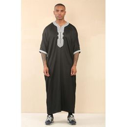 Schwarze marokkanische Thobe Jubba Robe f&uuml;r Herren Eid Djellaba Gandoura