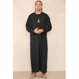 Schwarzer Thobe Jubba f&uuml;r Herren, saudi-arabischer Eid-Emirati-Kaftan, Jubbah-Quastenrobe