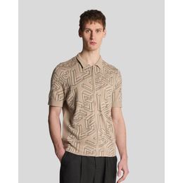 Lyle & Scott Lyle & Scott Emblem Double Knit Zip-Through Poloshirt - Beige