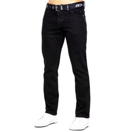 Enzo Herren Denim Straight Fit Jeans - Schwarz