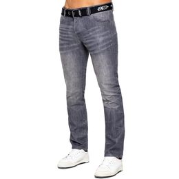 Enzo Herren Denim Straight Fit Jeans - Grau