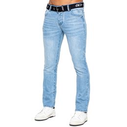 Enzo Herren Denim Straight Fit Jeans - Hellblau